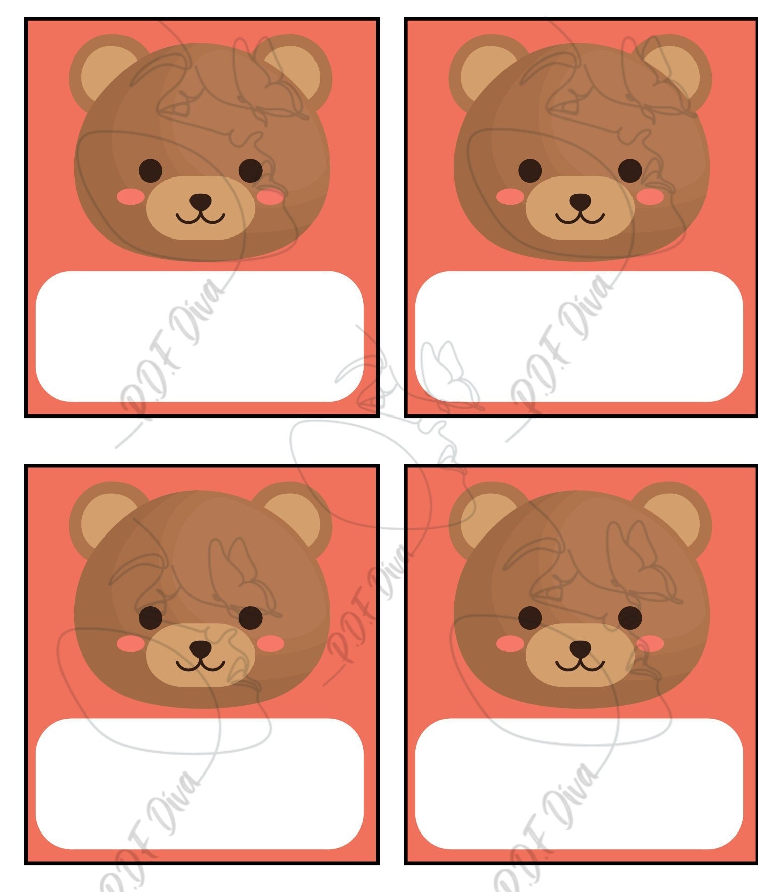 Bear Labels Fillable Pdf, Fillable, Editable, Printable,digital ...