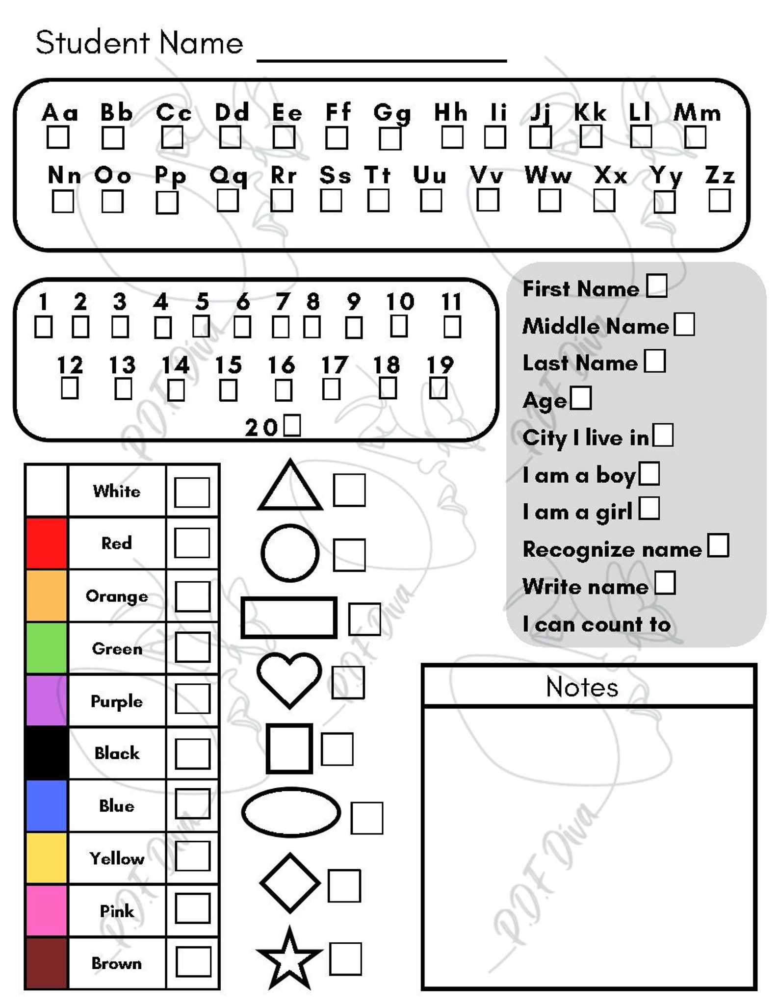 Pre-k Skills Assessment (fillable), Preschool, Assessment, Prek ...