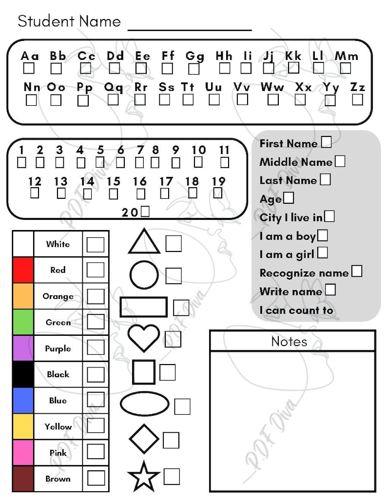 Pre-k Skills Assessment (fillable), Preschool, Assessment, Prek ...