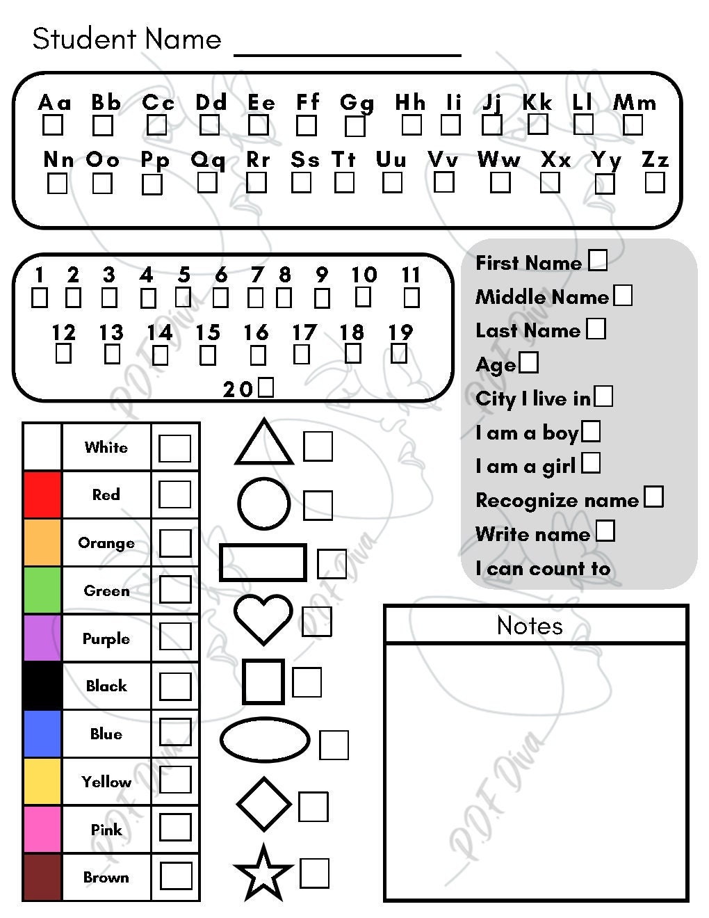 Pre-k Skills Assessment (fillable), Preschool, Assessment, Prek ...