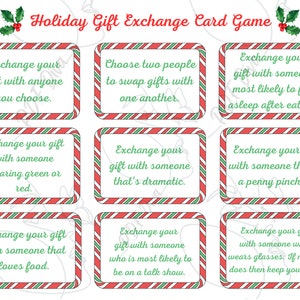 Christmas Gift Exchange Card Game, Game, Holiday Card Game, Printable ...