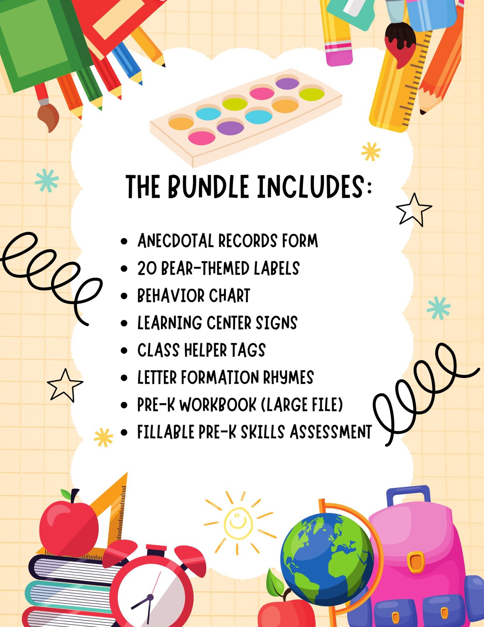 Pre-k Teacher Essentials Bundle – Back to School, Editable Assessment ...
