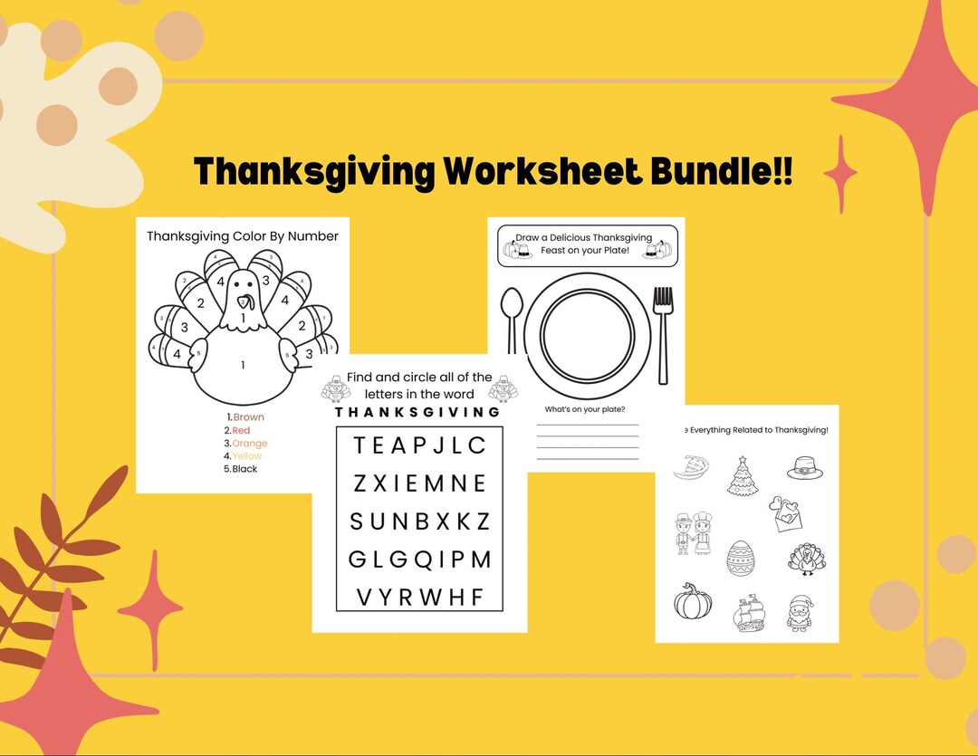 Thanksgiving Worksheet Bundle, Elementary School, Grade School ...