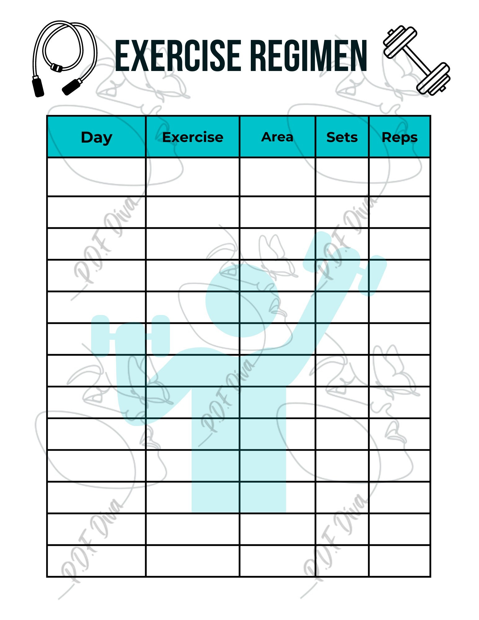 Exercise Regimen Fillable Pdf - Etsy