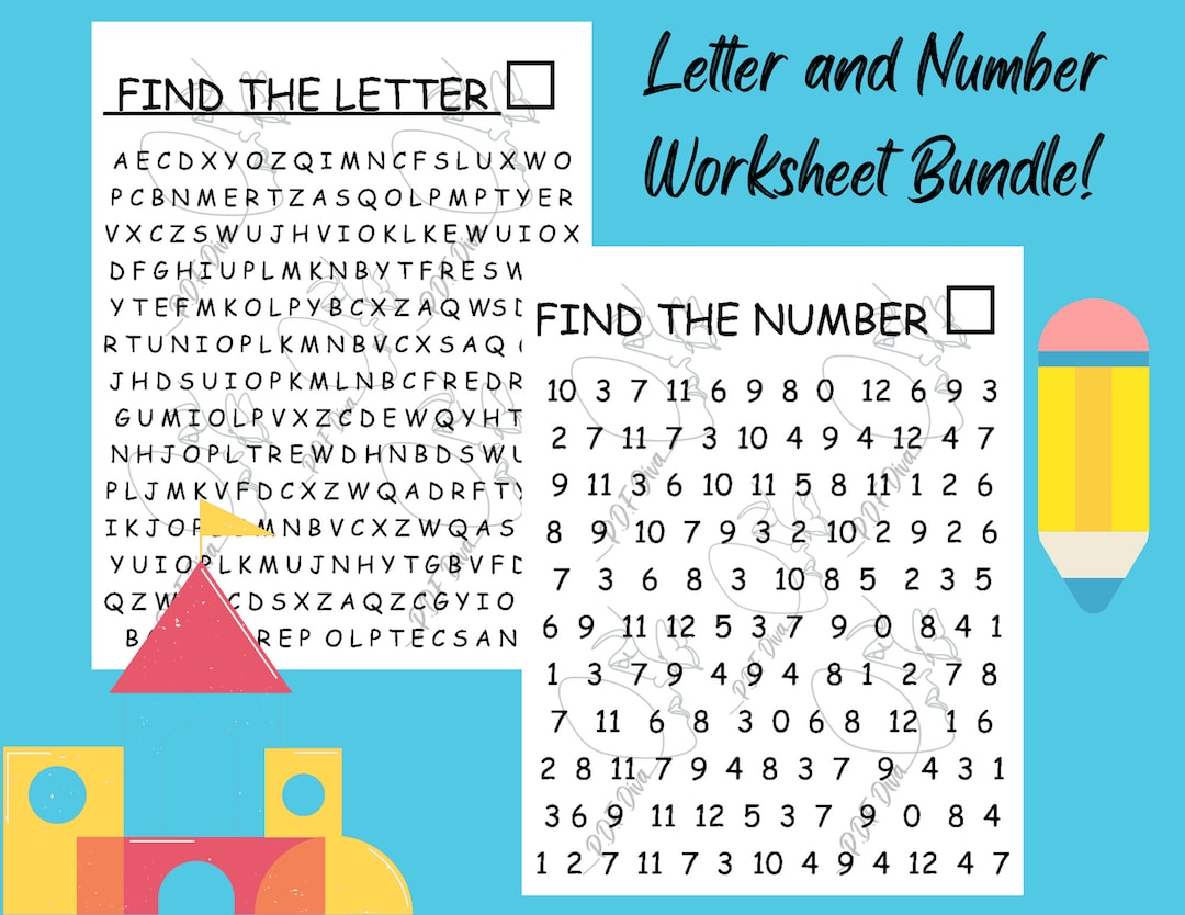 Letter and Number Search, Printable, Pdf, Prek, Preschool, Daycare ...