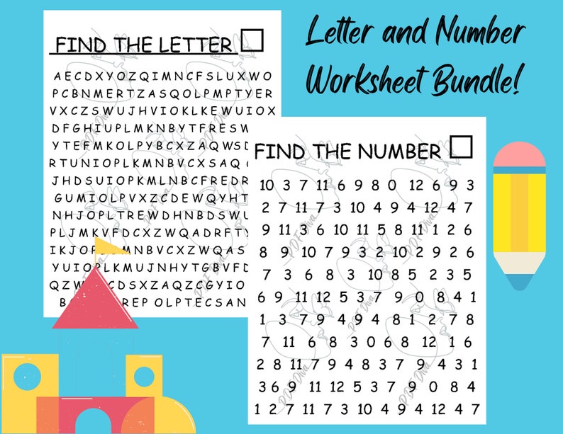 Letter and Number Search, Printable, Pdf, Prek, Preschool, Daycare ...
