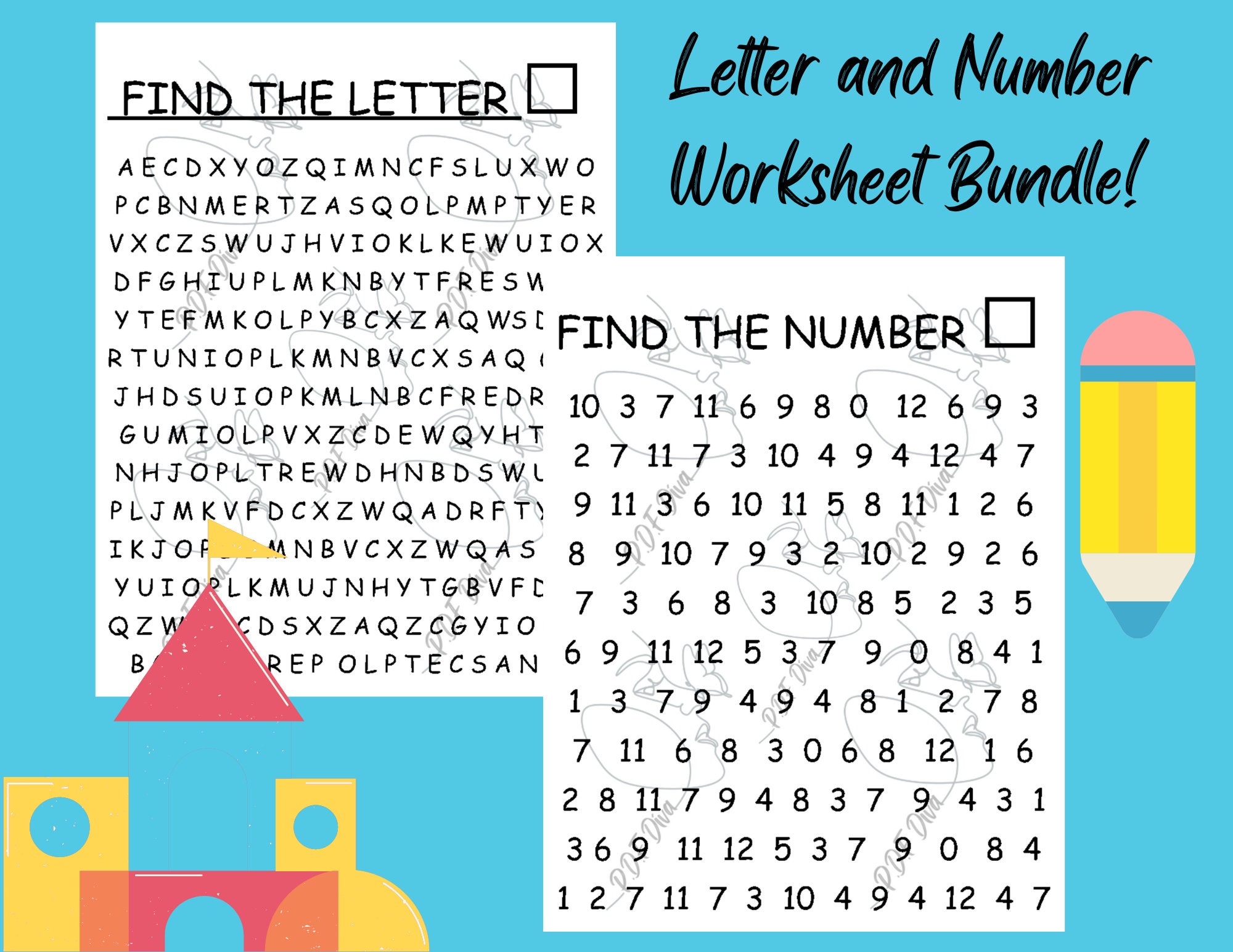 Letter and Number Search, Printable, Pdf, Prek, Preschool, Daycare ...