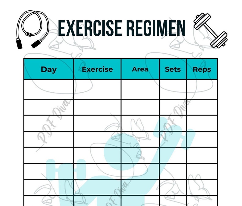 Exercise Regimen Fillable Pdf - Etsy