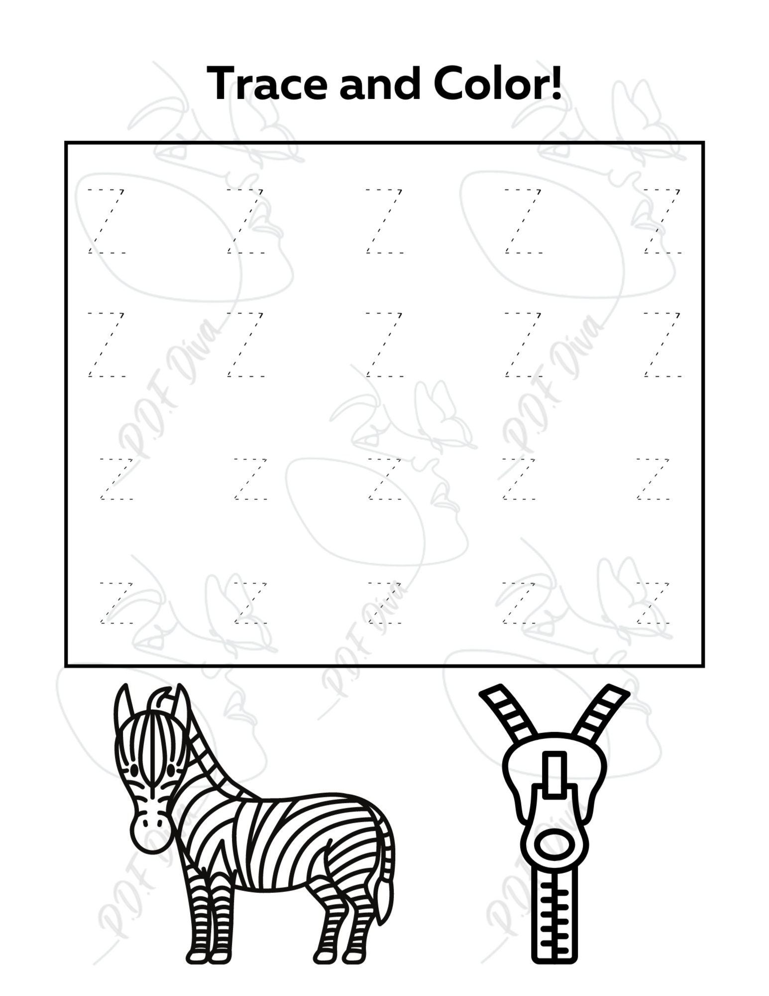 Alphabet: Trace and Color Bundle A-Z - Etsy