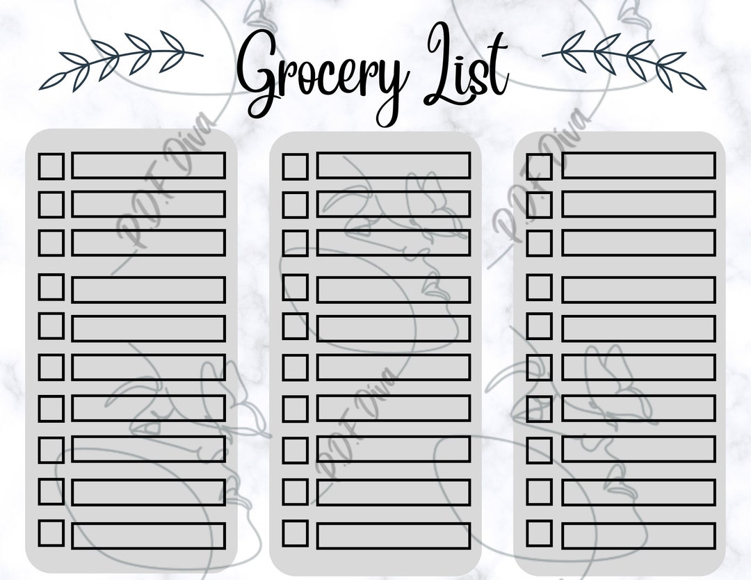 Grocery List Fillable Pdf - Etsy