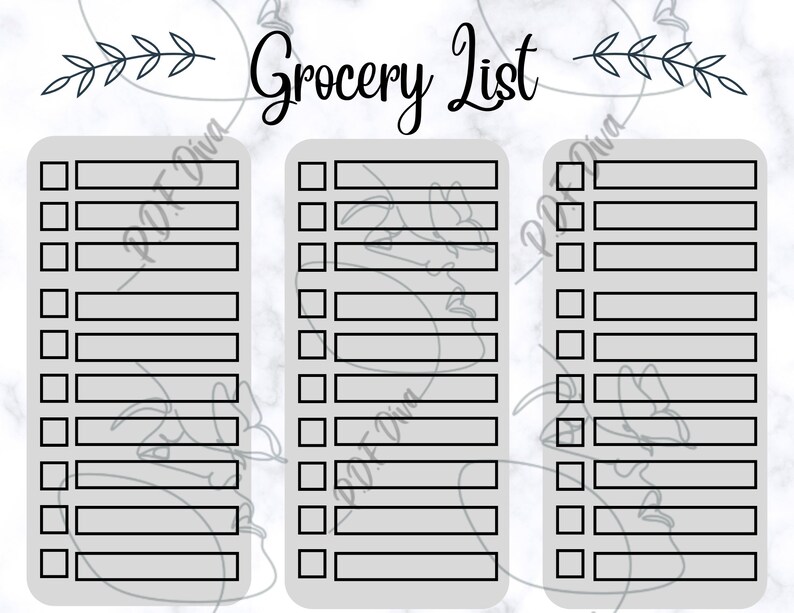 Grocery List Fillable Pdf - Etsy