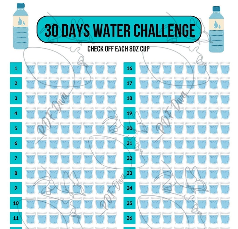 30 Day Water Challenge Fillable Pdf - Etsy