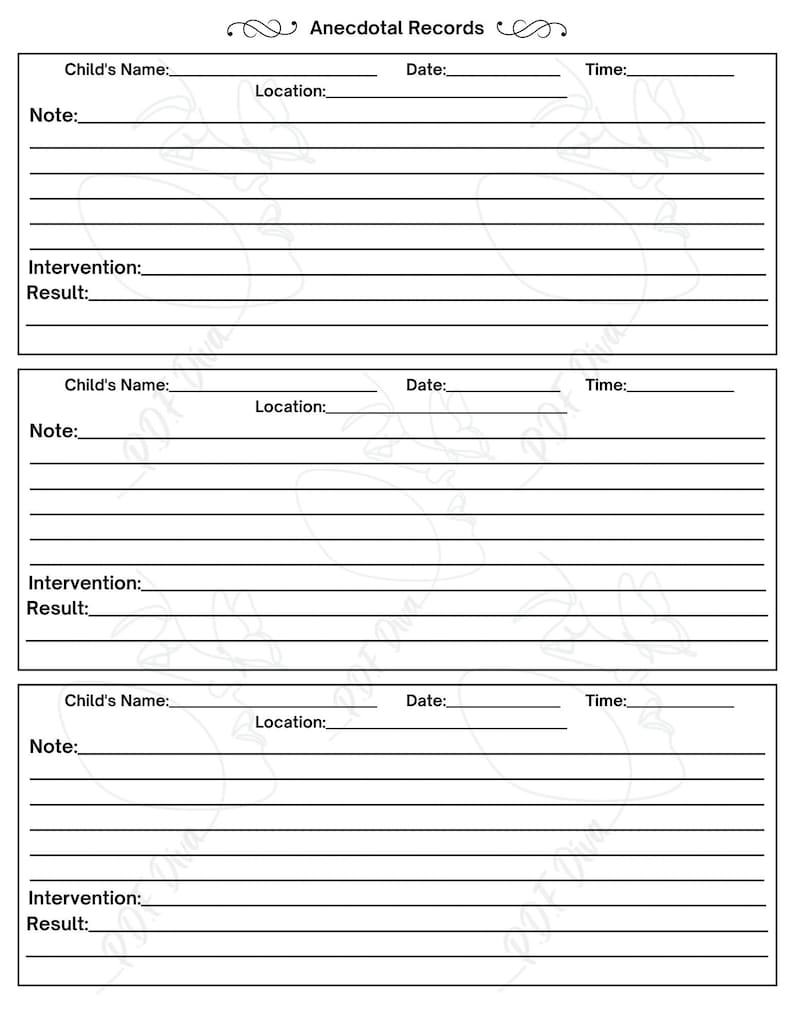 Anecdotal Records Form, Anecdotal, Preschool, Daycare, Preschool ...