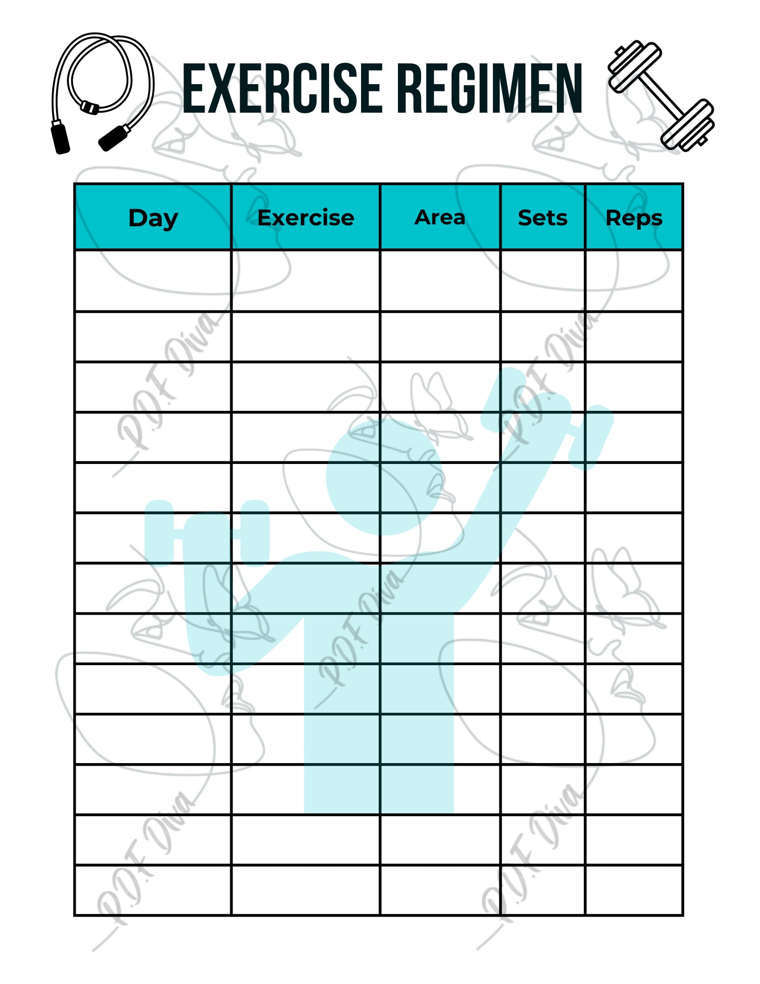 Exercise Regimen Food Diary Water Challenge Fillable Pdf - Etsy