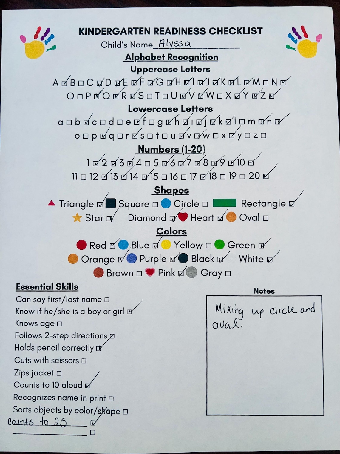 Kindergarten Readiness Skills Checklist, Printable PDF, Early Learning ...