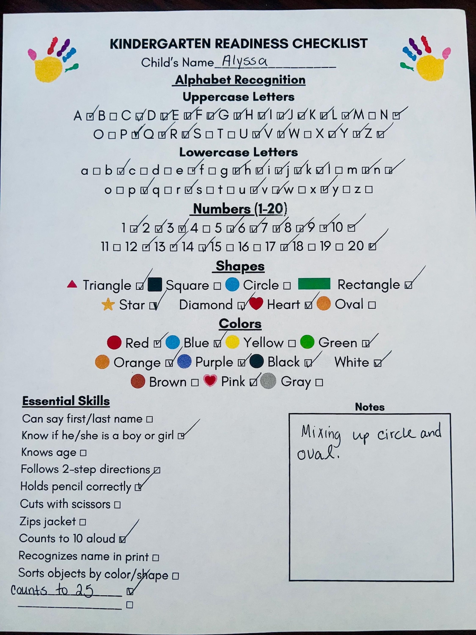 Kindergarten Readiness Skills Checklist, Printable PDF, Early Learning ...