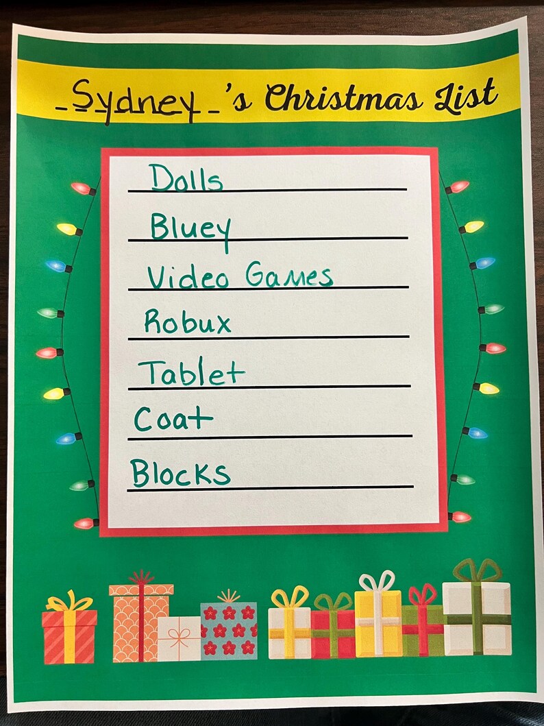 Christmas List, Preschool Christmas List, List, Christmas, Holiday ...