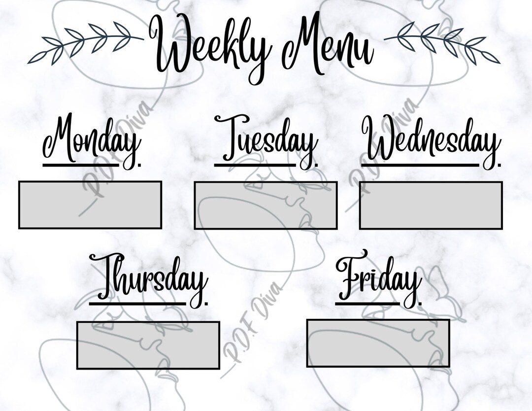 Weekly Menu Fillable Pdf - Etsy