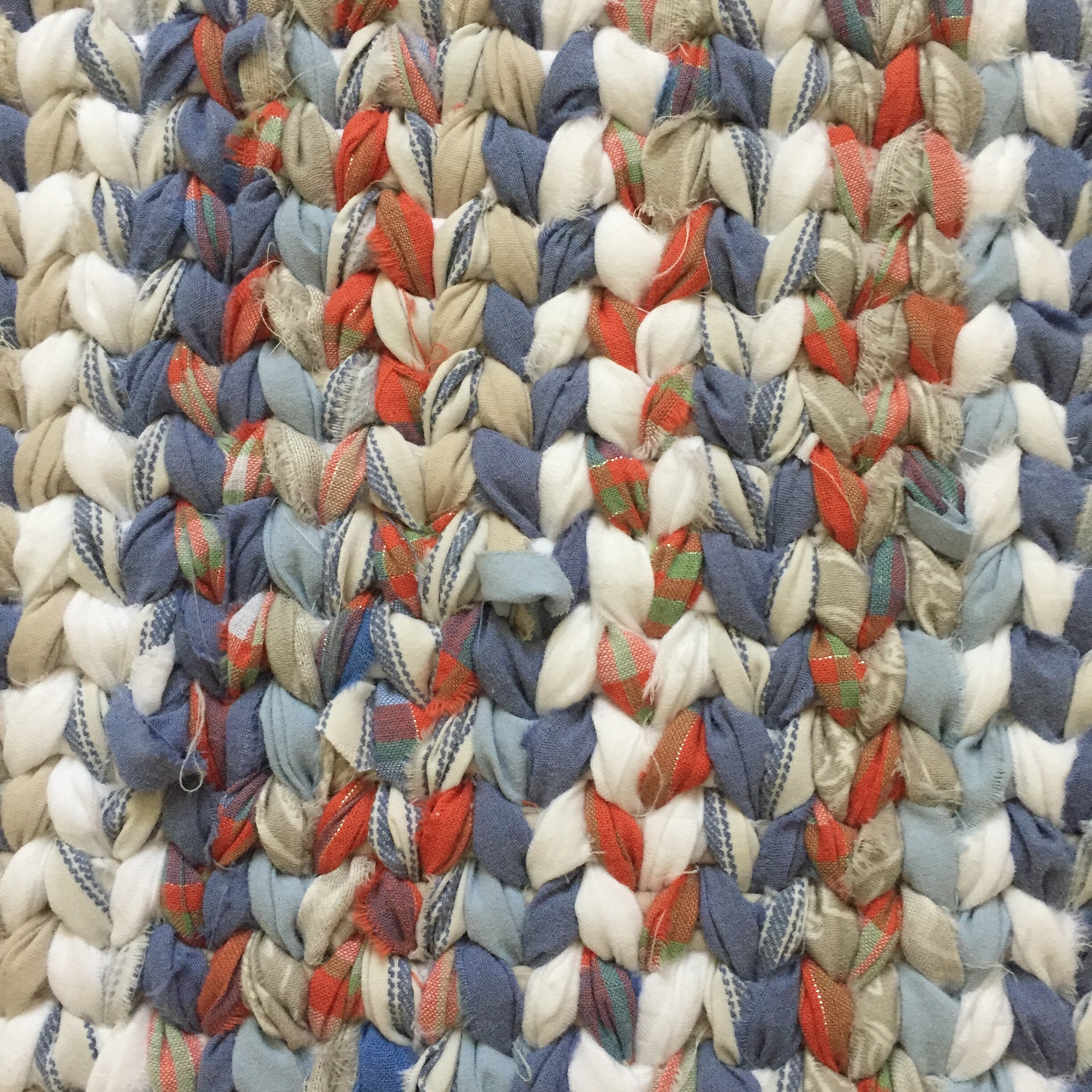 Hand Twined Rag Rug, Braided Fabric, Made on a Loom, Bath Mat, Floor ...