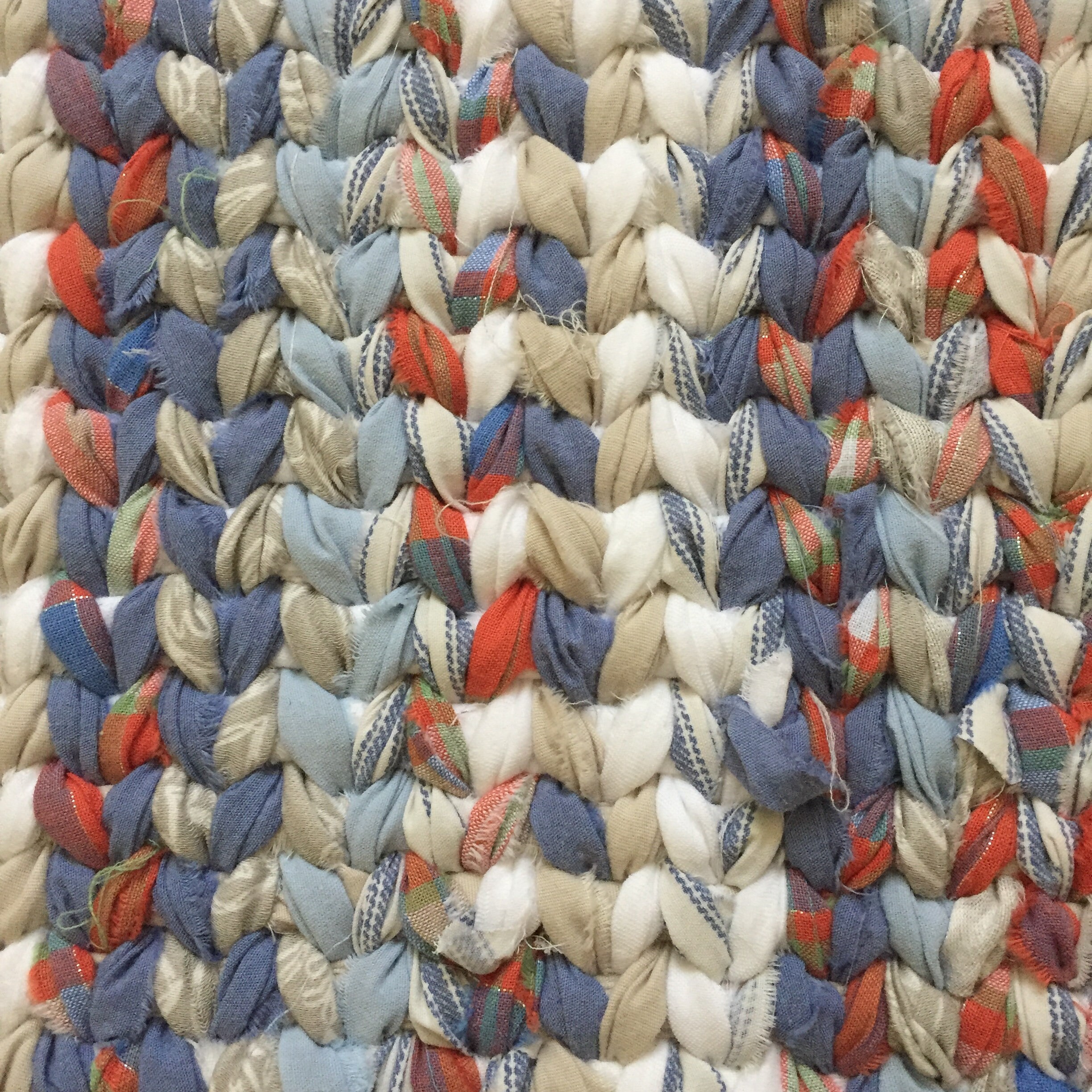 Hand Twined Rag Rug, Braided Fabric, Made on a Loom, Bath Mat, Floor ...