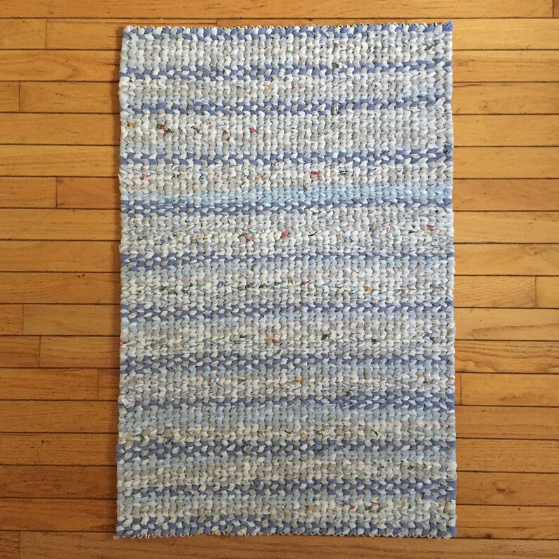 Hand Twined, Braided Rag Rug, 23x35 Inches, Cotton Polyester Fabrics ...