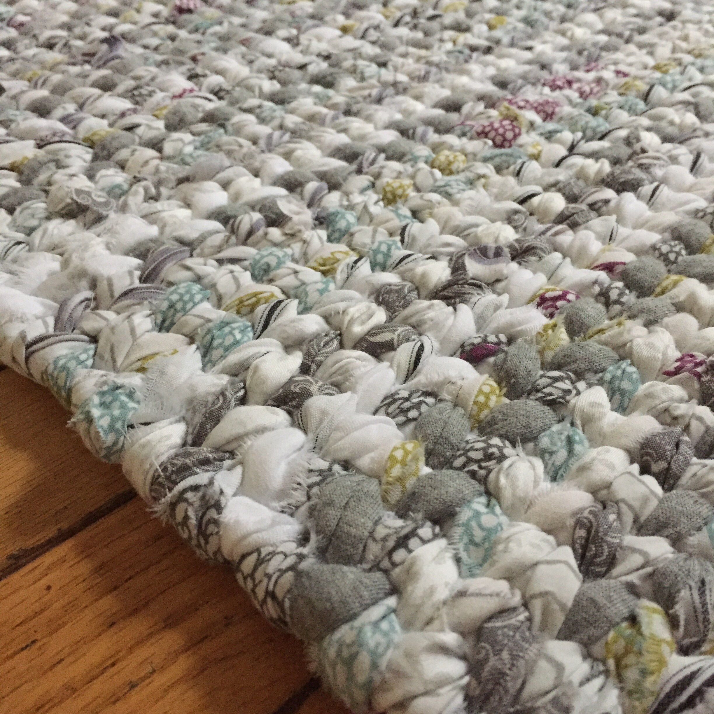 Hand Twined Rag Rug, Braided Fabric, Made on a Loom, One of a Kind ...