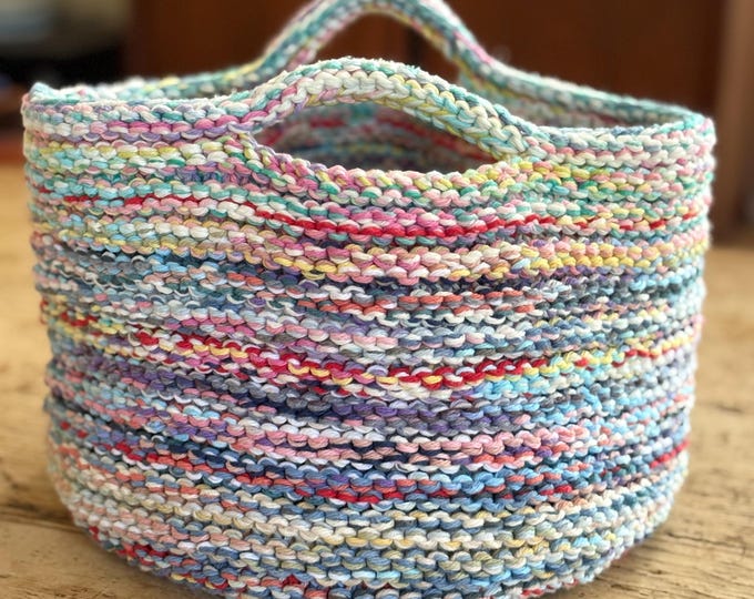 Hand Knit Scrap Basket: Cotton, Organization, Storage - Etsy