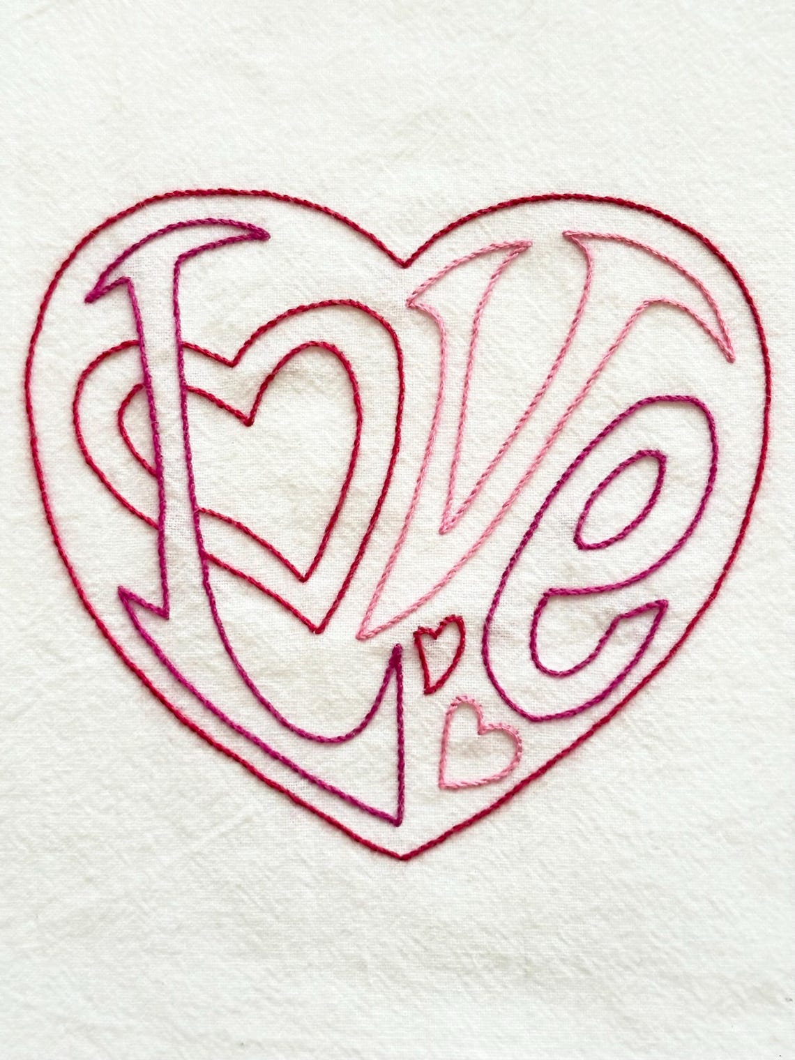 Hand Embroidered Love Heart, Cotton Flour Sack Towel, Valentine - Etsy