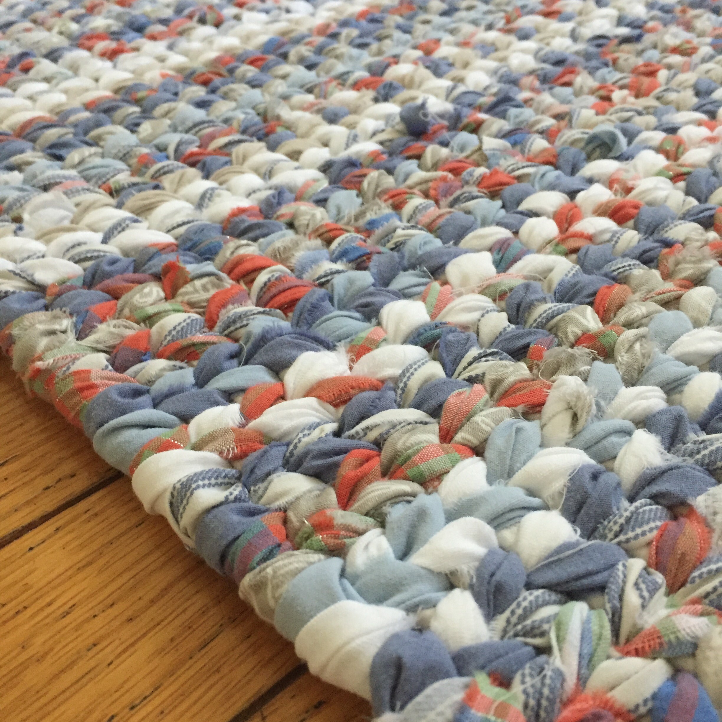Hand Twined Rag Rug, Braided Fabric, Made on a Loom, Bath Mat, Floor ...