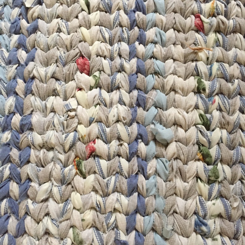 Hand Twined, Braided Rag Rug, 23x35 Inches, Cotton Polyester Fabrics ...