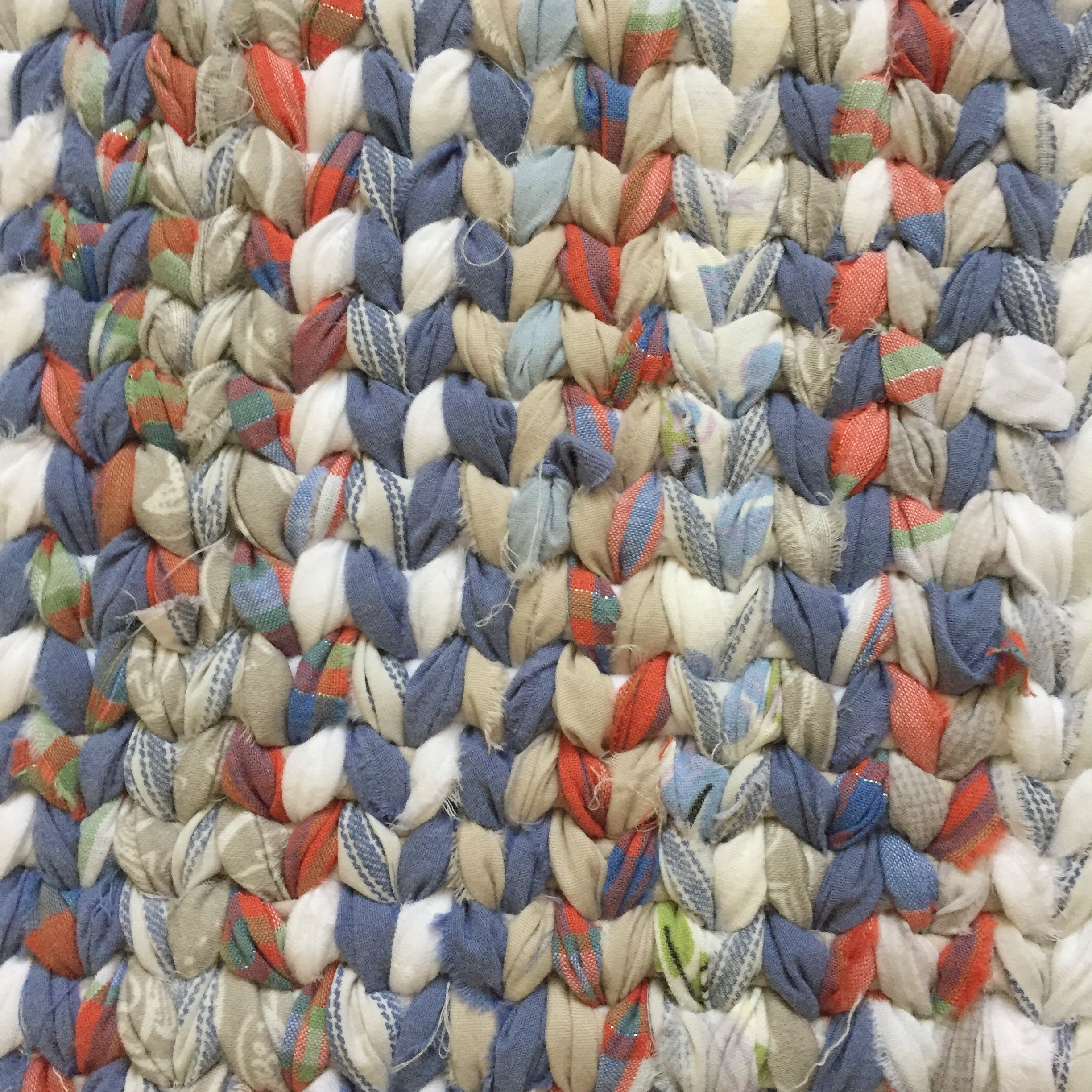 Hand Twined Rag Rug, Braided Fabric, Made on a Loom, Bath Mat, Floor ...