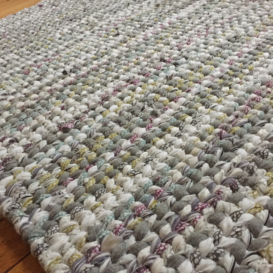 Hand Twined Rag Rug, Braided Fabric, Made on a Loom, One of a Kind ...