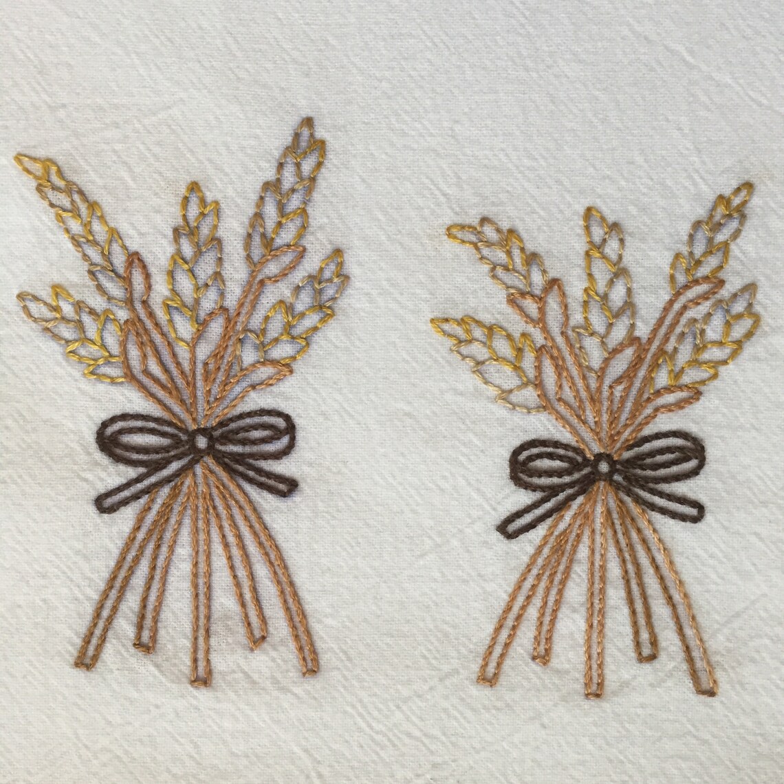 Hand Embroidered Wheat Flour Sack Towel: Fall Kitchen Decor - Etsy
