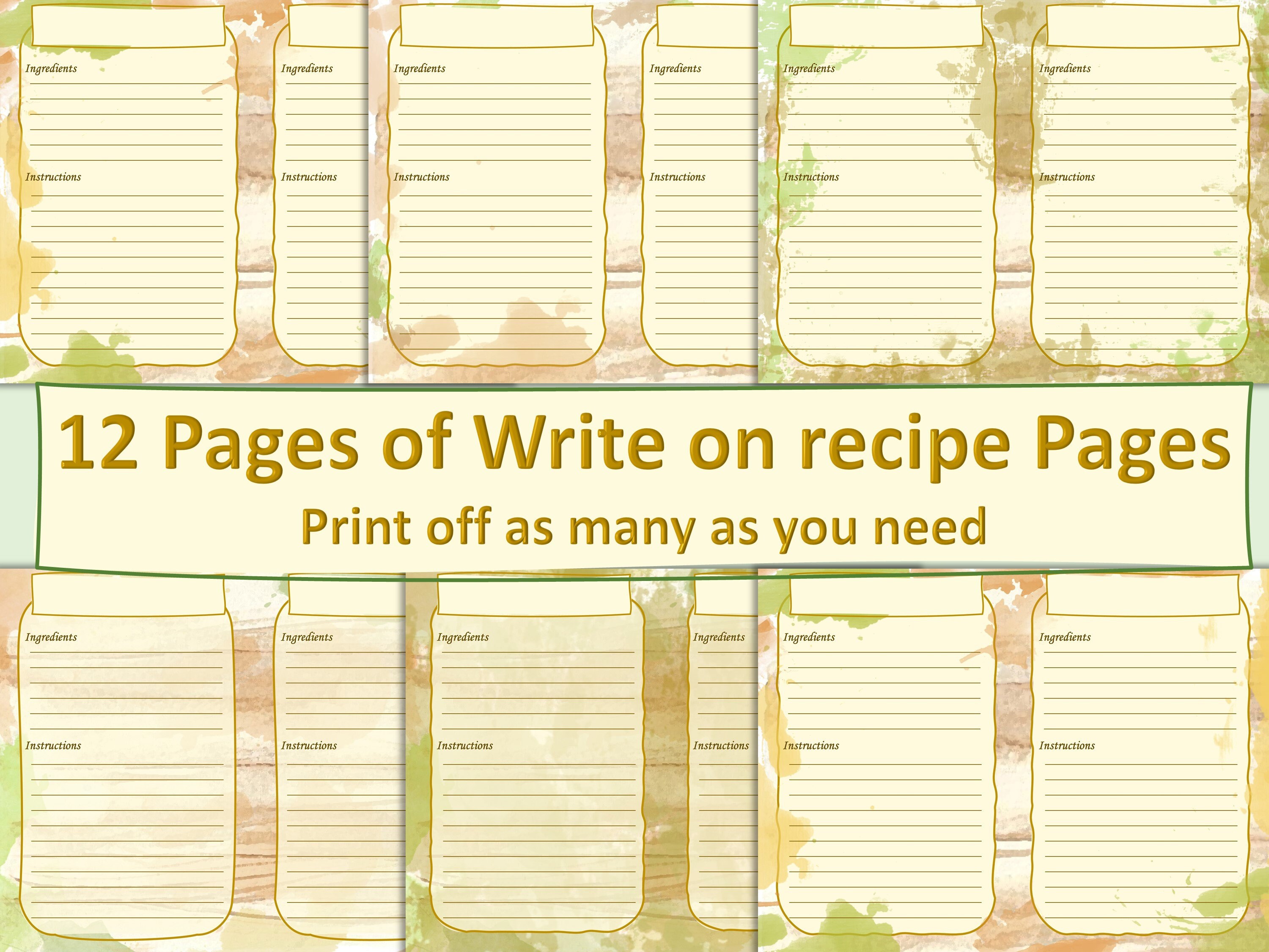 Printable Farmhouse Recipe Journal. Free Ephemera and Clipart | Etsy Canada