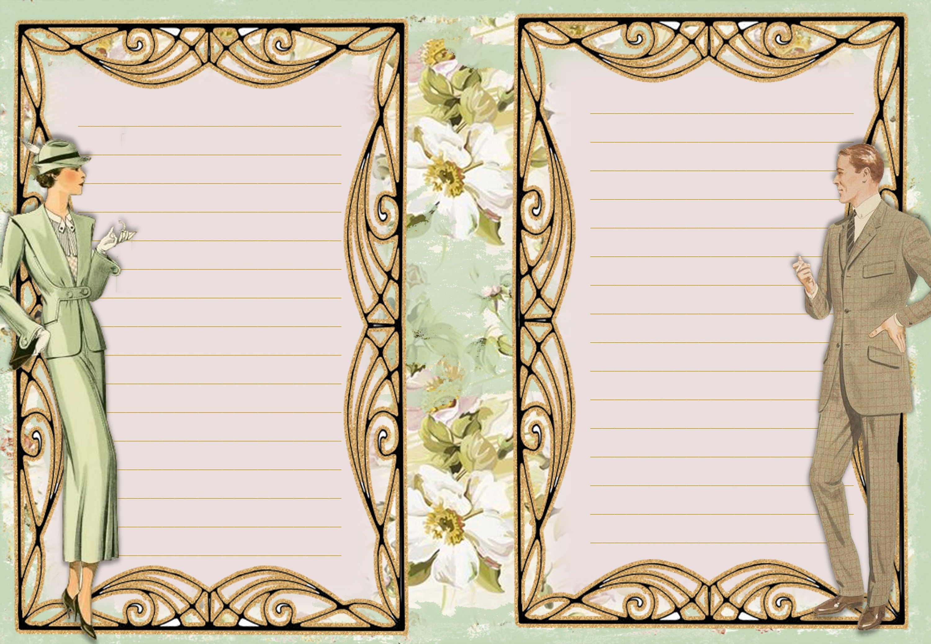 Printable 1930s Retro Vintage Journal Kit with free Ephemera. | Etsy