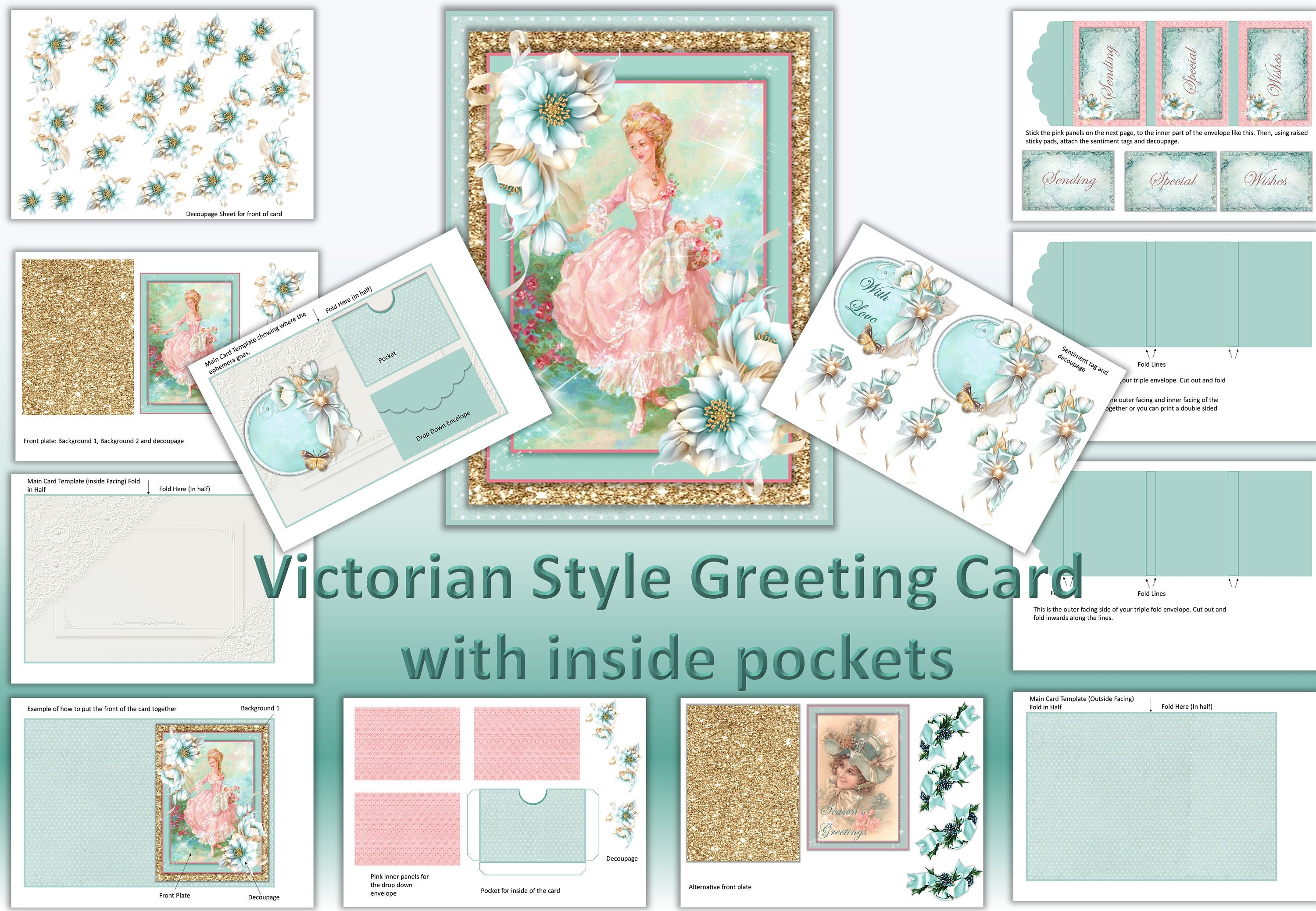 Printable Journaling Victorian Greeting Card With Pockets and | Etsy