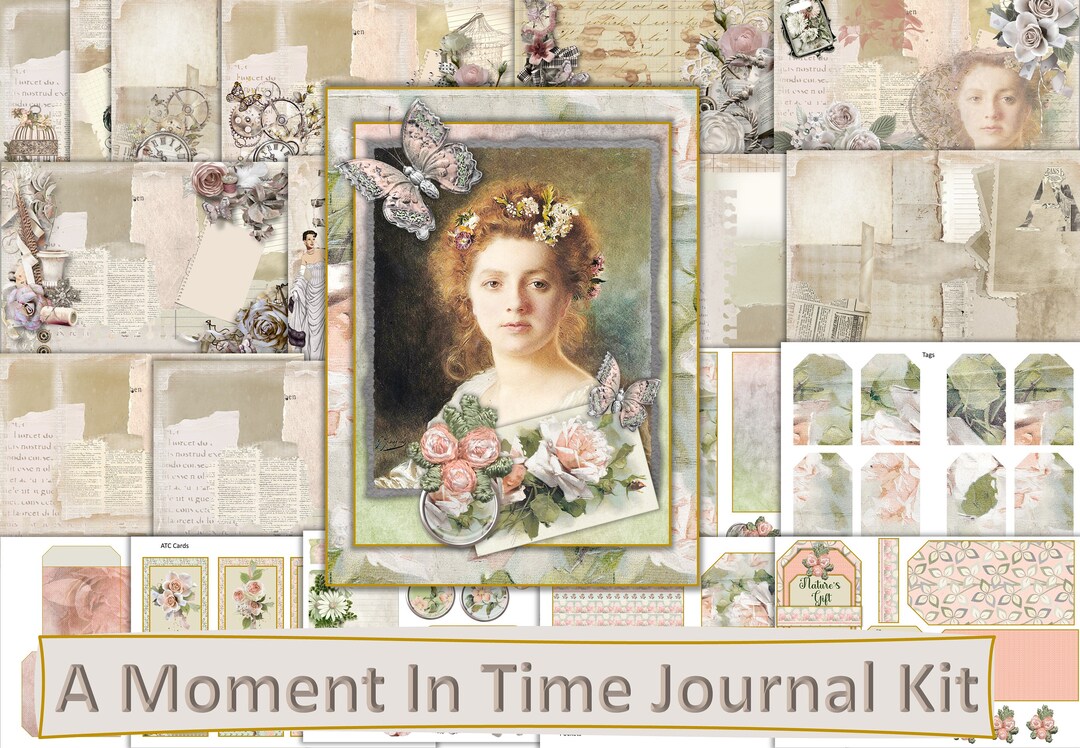 Printable Journal Kit. A Moment in Time. Journal Pages, Ephemera and ...