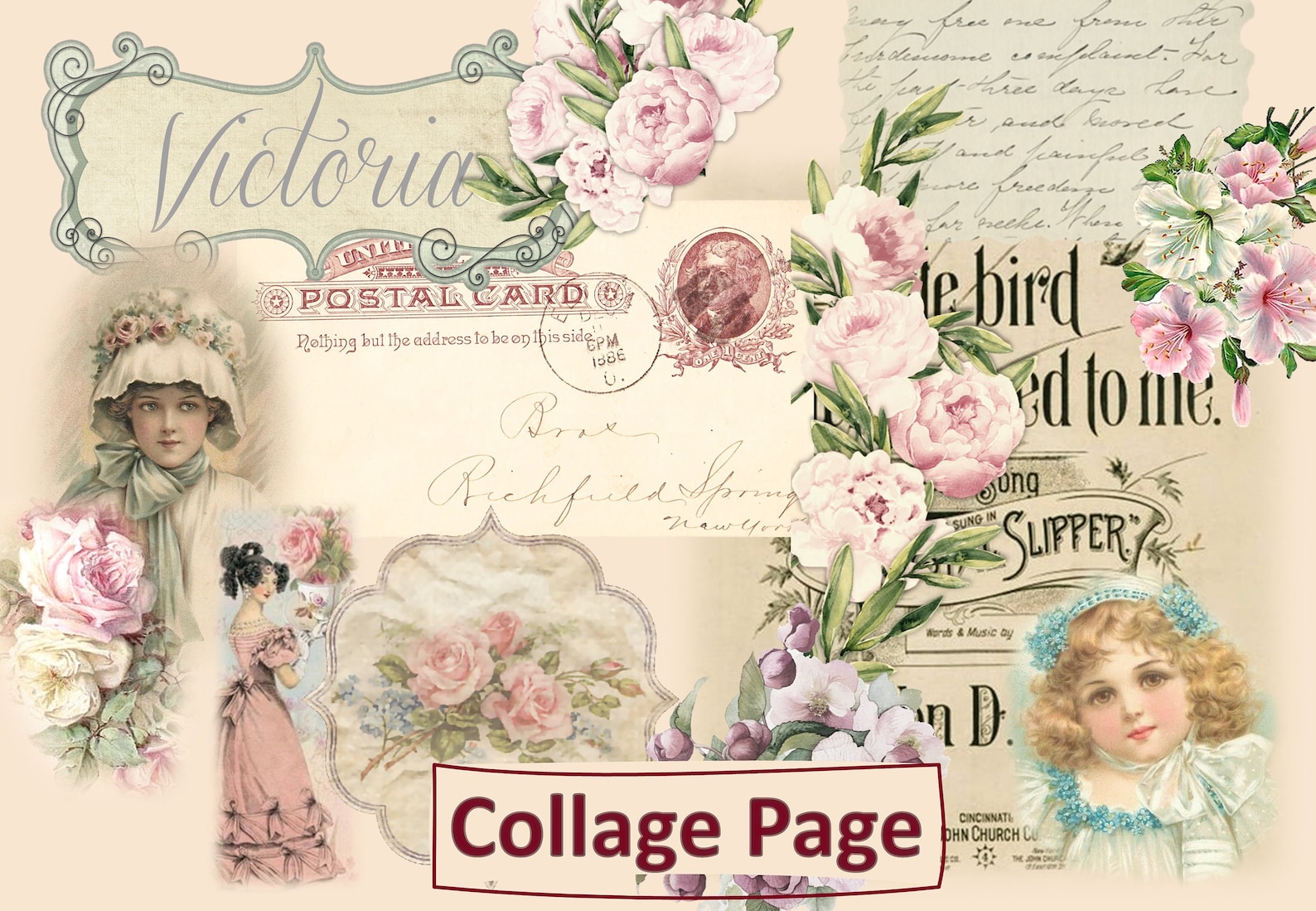 Printable Shabby Chic Vintage Journal Kit With Free Ephemera | Etsy