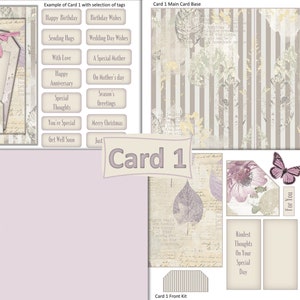 Printable Shabby Chic Card Making Kit, Five Cards Decoupage, Pockets ...