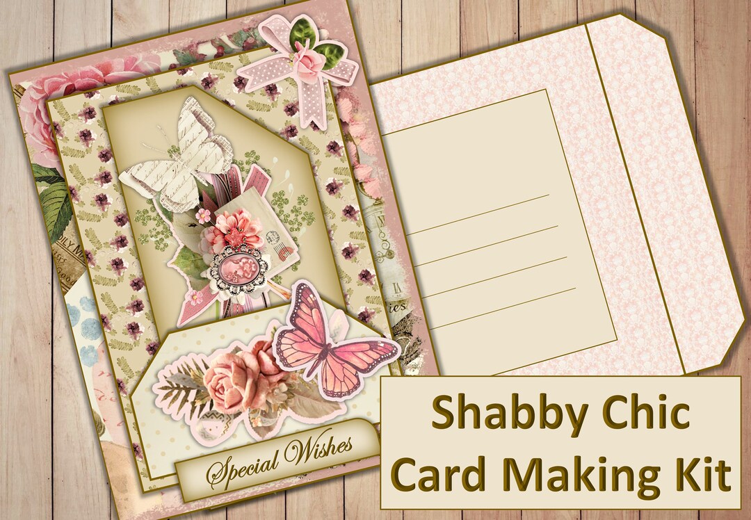Printable Vintage Shabby Chic Pocket Card Making Kit With Inserts and ...