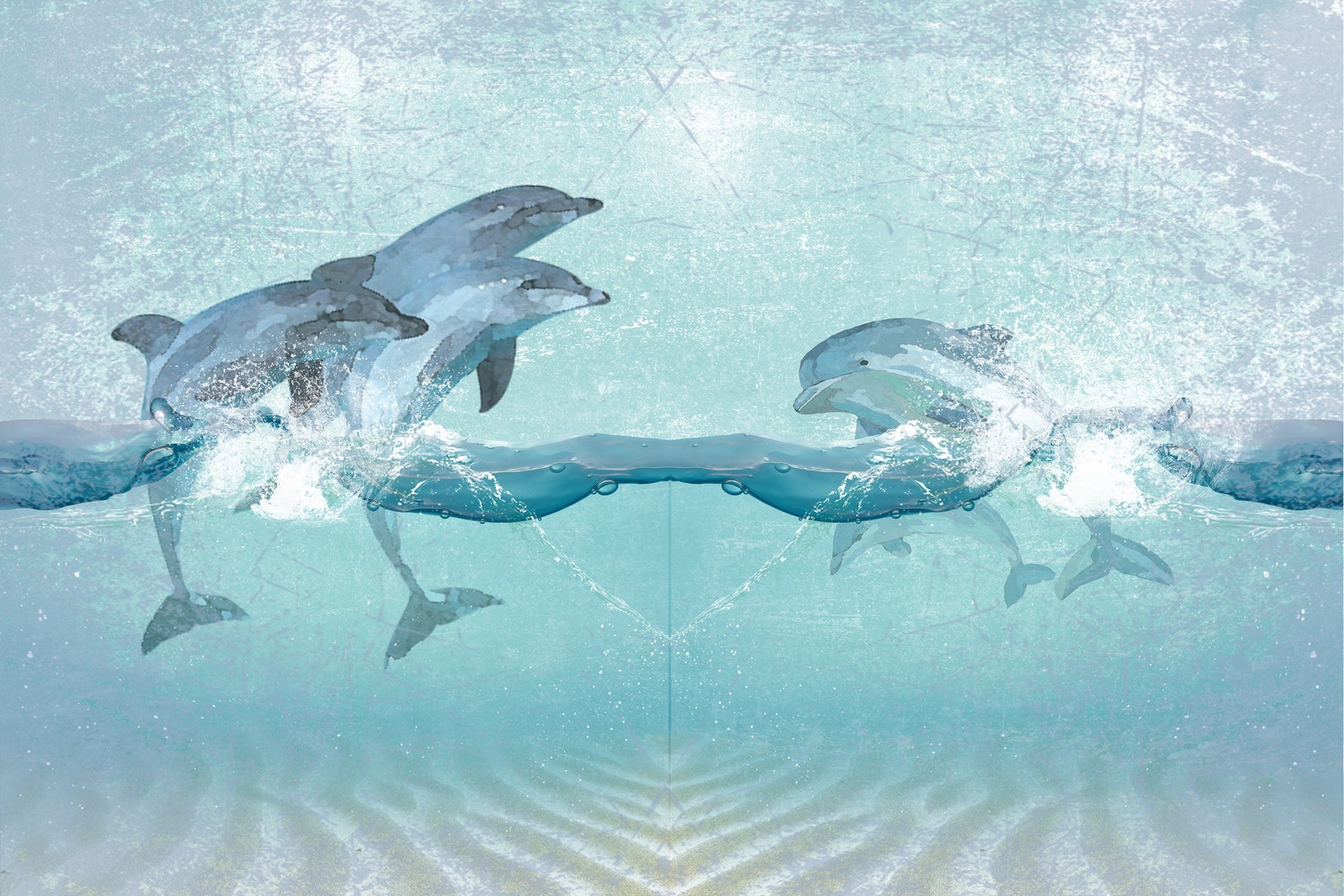 Watercolour Dolphins Printable Backgrounds With Free Clipart. | Etsy UK