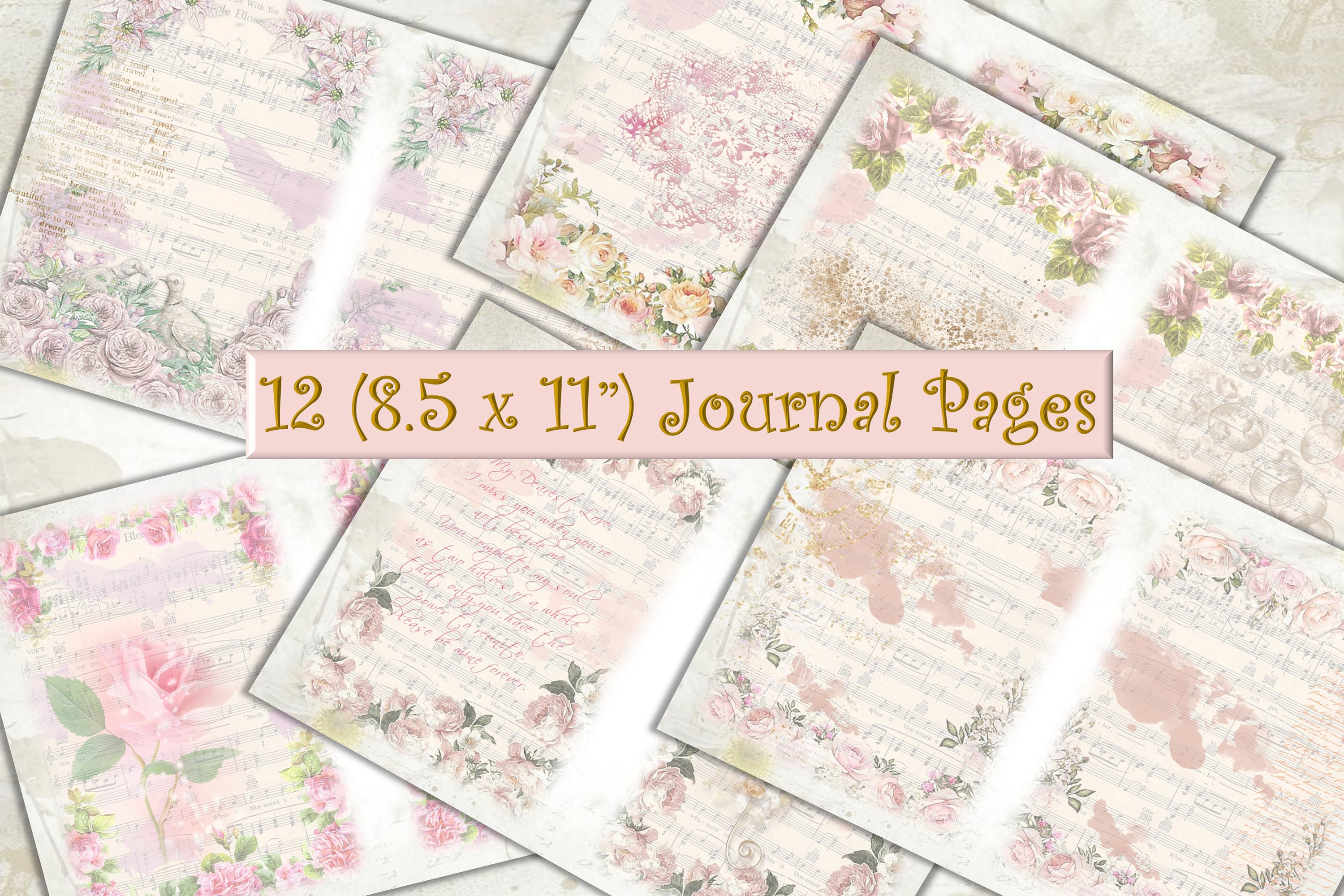 Printable Journal Pages Filler Pages Shabby Chic 12 Page - Etsy