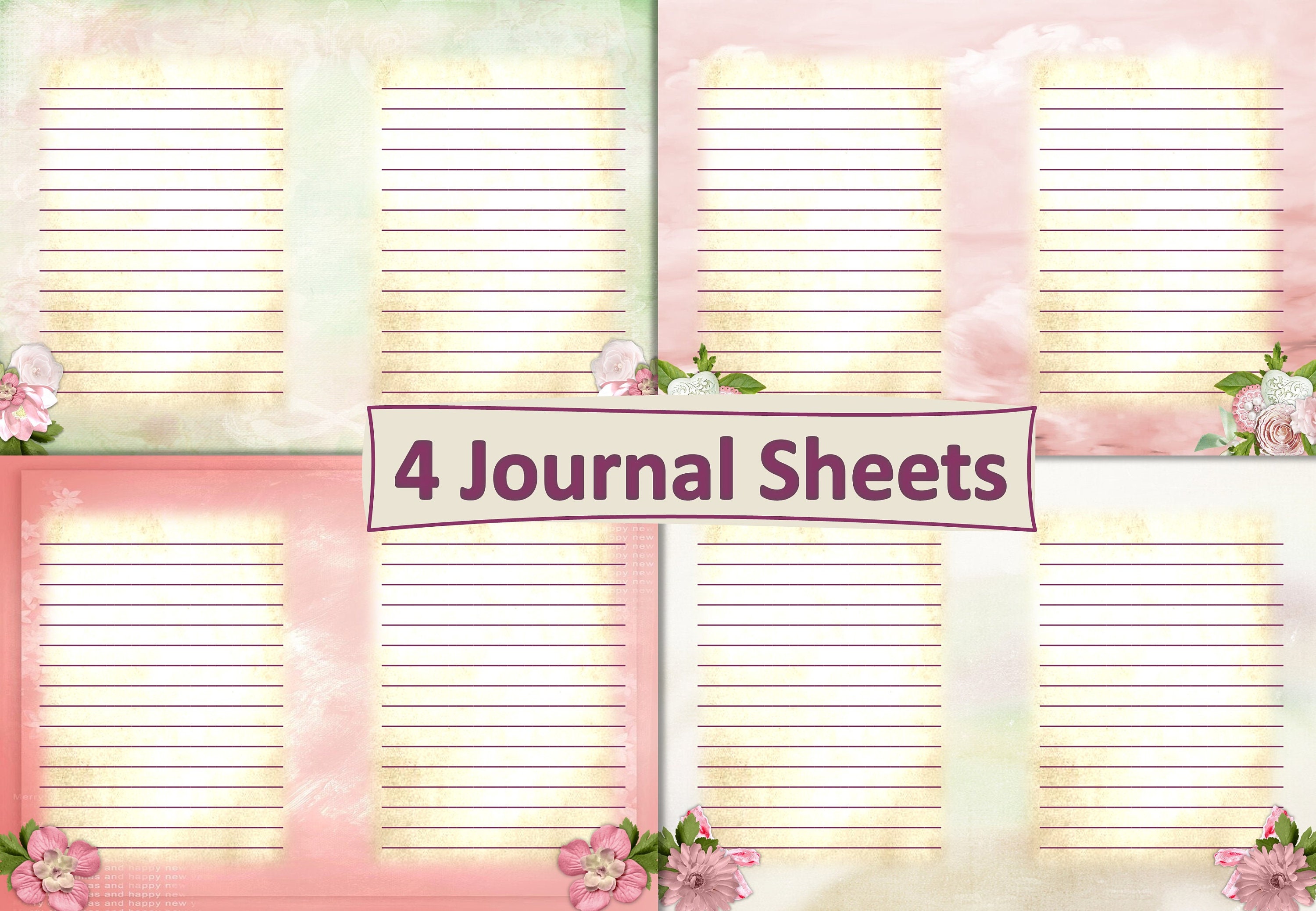 Printable Shabby Chic Collage Pages Journal Filler Pages | Etsy