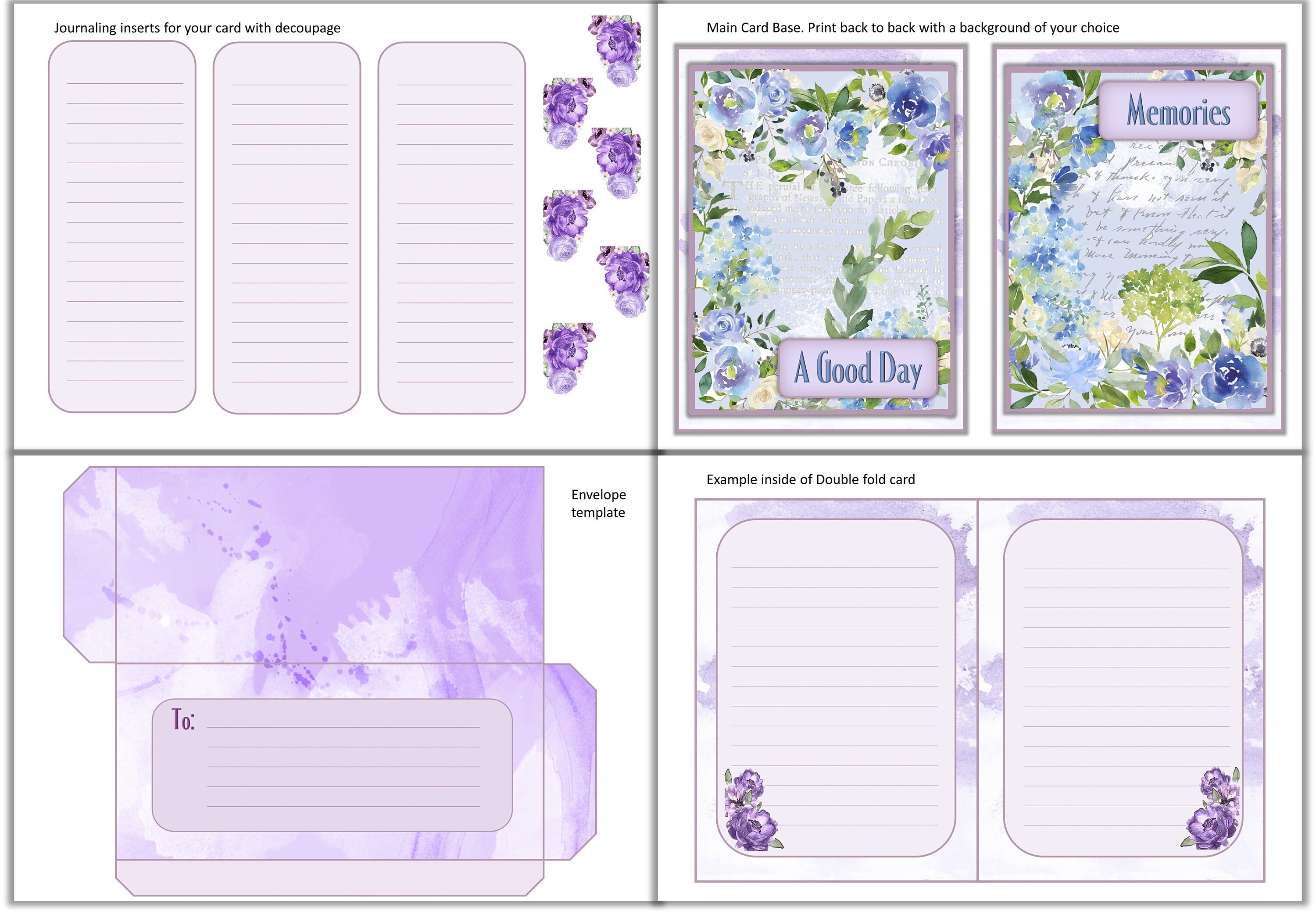 Printable Journal Cards Pack of Three . Tri-fold and Double | Etsy