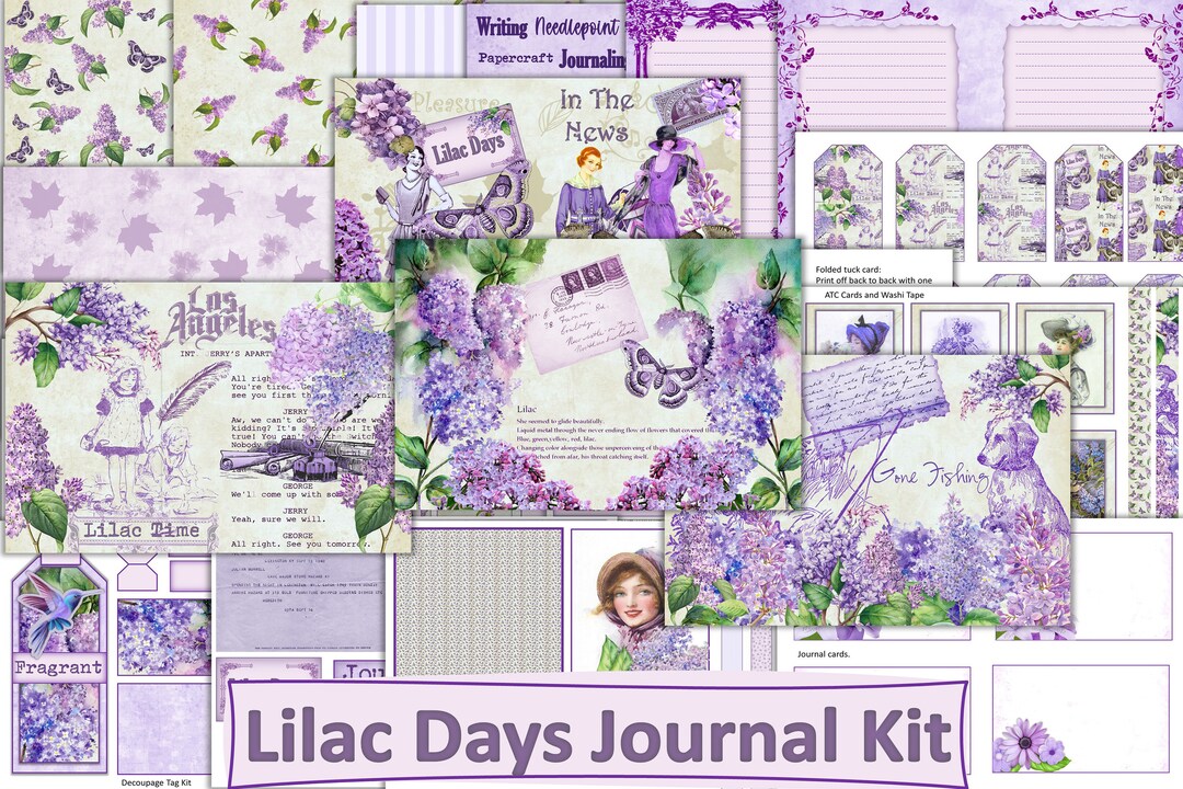 Lilac Days Printable Journal Kit With Free Ephemera. JPEG and PNG - Etsy