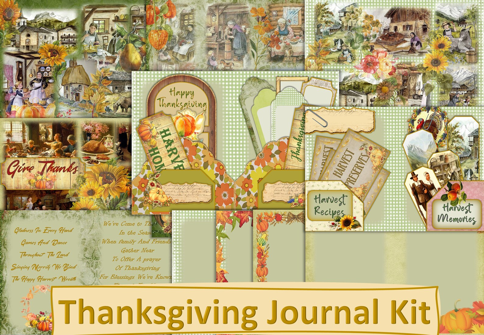 Printable Vintage Thanksgiving Journal Kit With Free Ephemera | Etsy