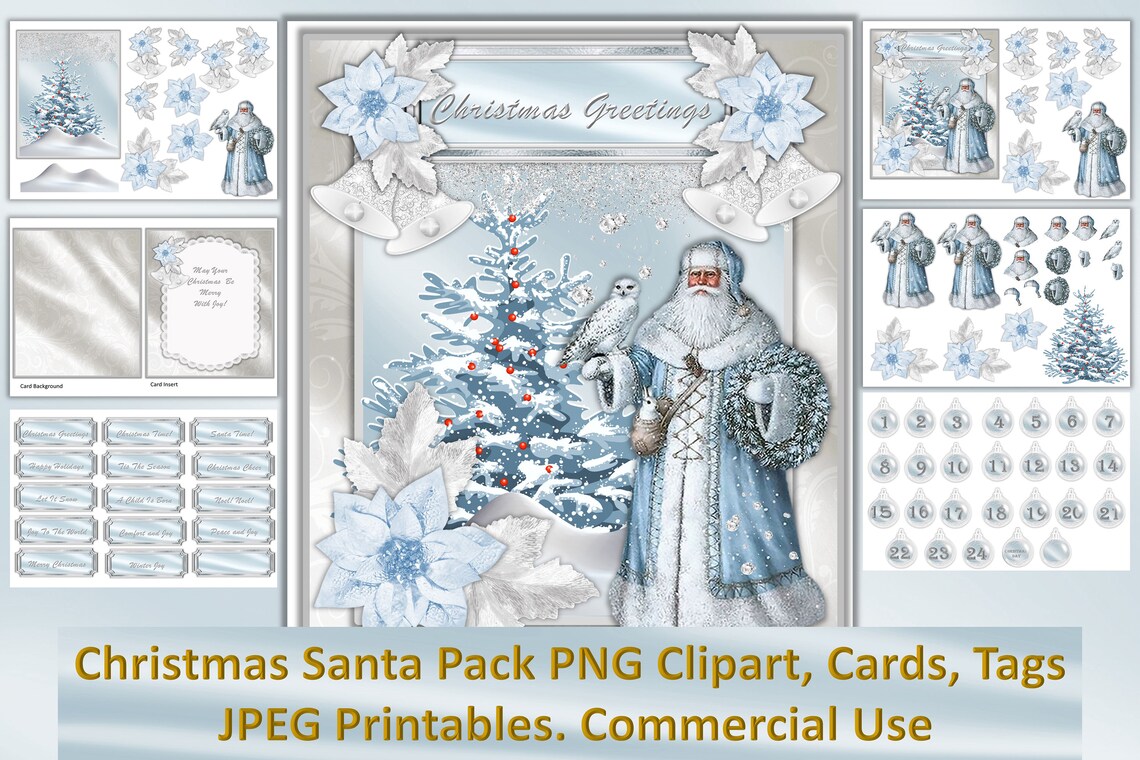 Christmas Clipart Bundle With Free Backgrounds Pack and Free | Etsy