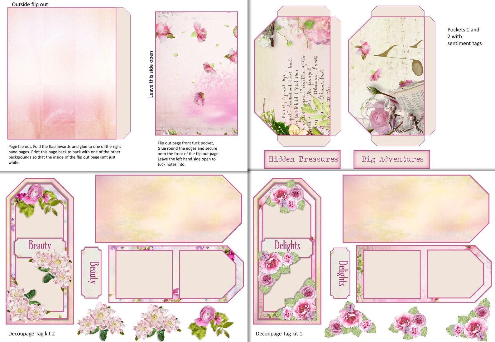 Printable Journal Kit Shabby Chic Summer With Pockets Flip - Etsy