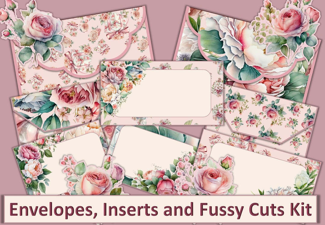 Printable Watercolour Shabby Chic Envelopes, Inserts and Fussy Cuts ...