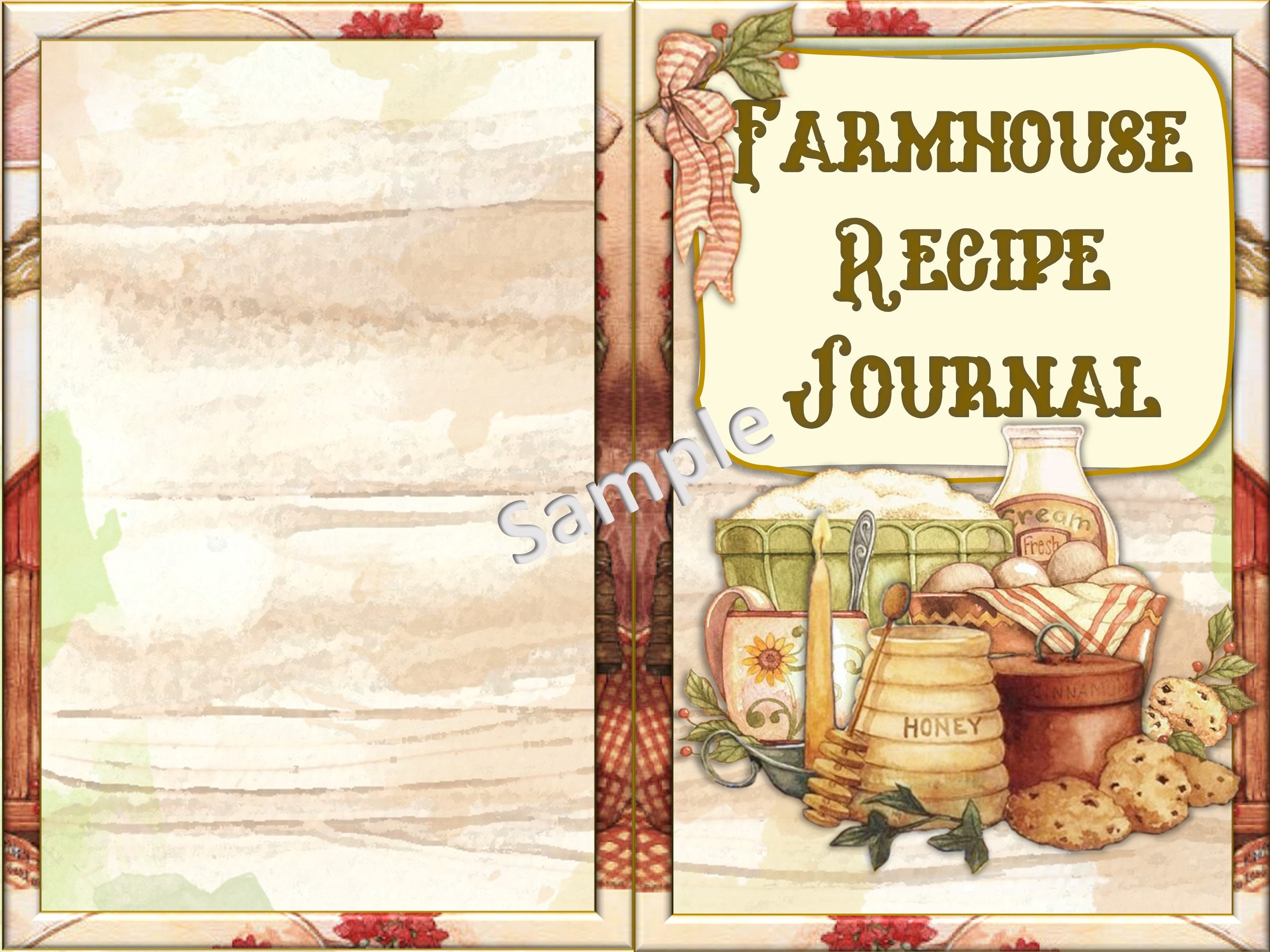 Printable Farmhouse Recipe Journal. Free Ephemera and Clipart | Etsy Canada
